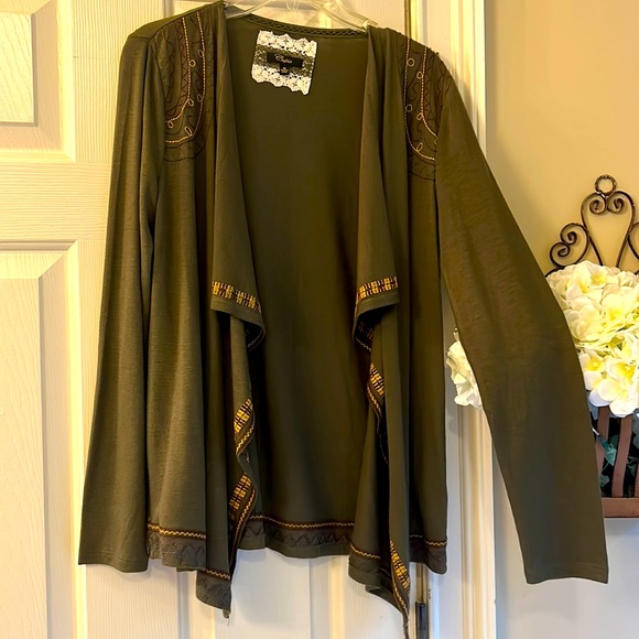 Cupio | Sweaters | Olive Green Sweater With Beautiful Embroidery At ...